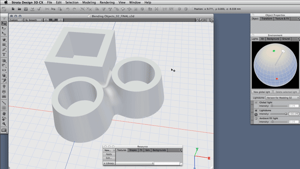 Smoothly Blending Several Angular Objects Strata 1397